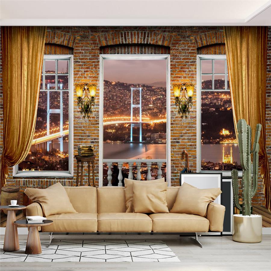Pencereden İstanbul Manzara 3D Duvar Kağıdı